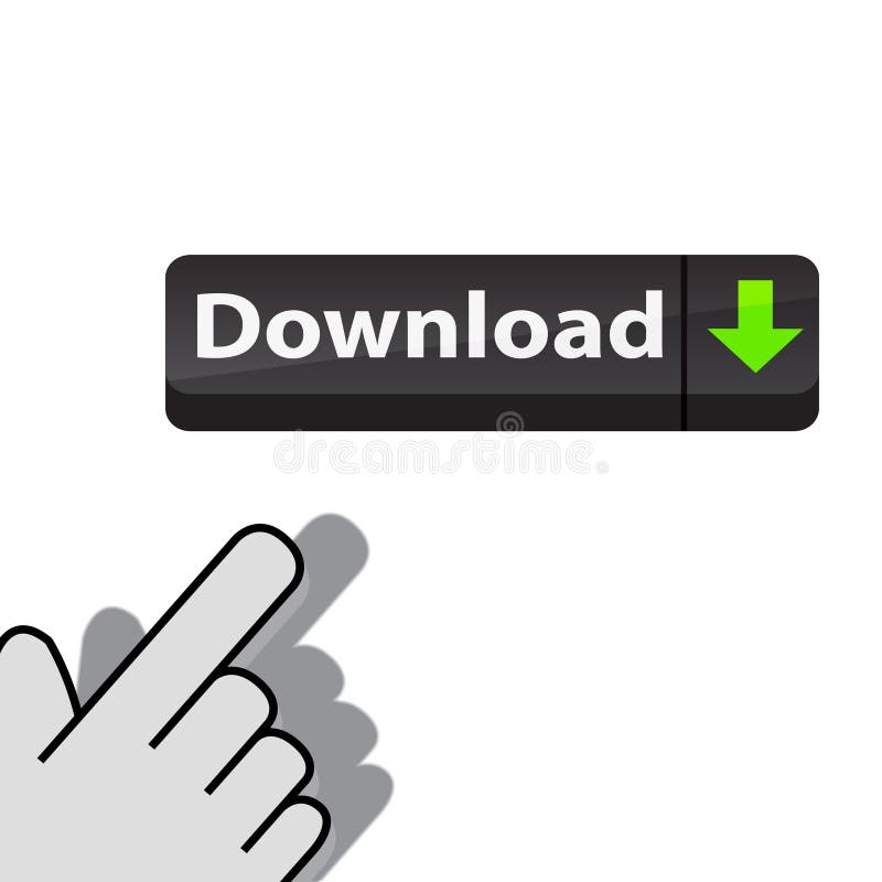 Download Button with Cursor Hand Stock Vector - Illustration of green ...