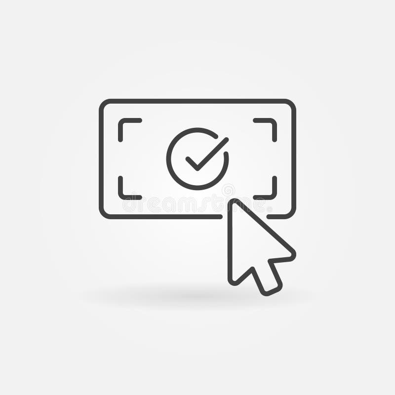 Cursor on Button with Checkmark Linear Vector Icon Stock Vector ...