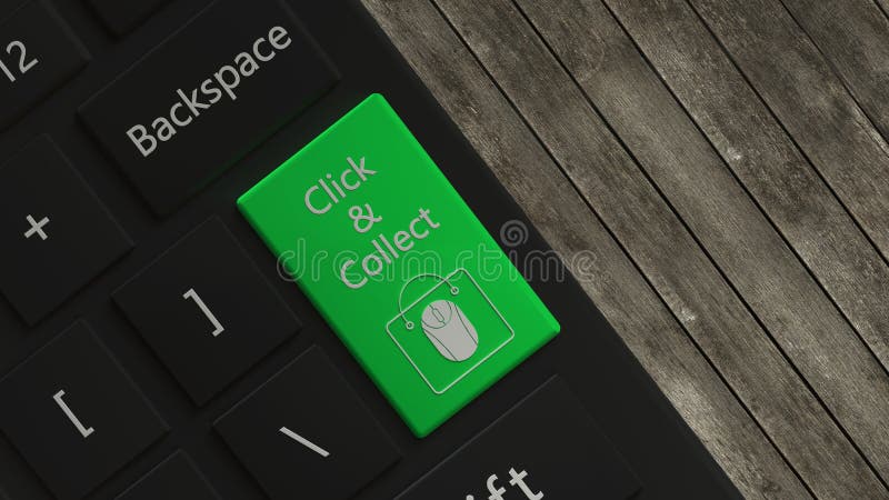 Click And Collect Laptop Keyboard Green Enter Key Stock Illustration ...