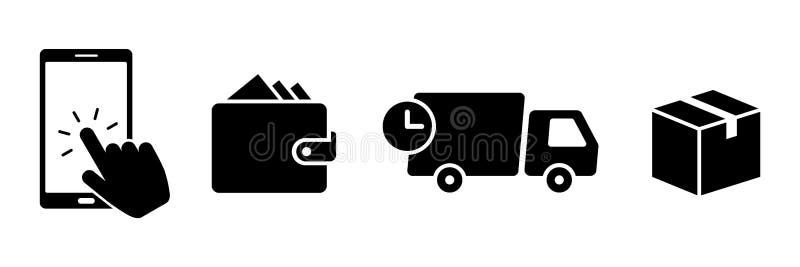 Click and Collect Order, Vector Icons Set, Online Order, Delivery Truck ... Click and Collect Order, Vector Icons Set, Online Order, Delivery Truck ...
