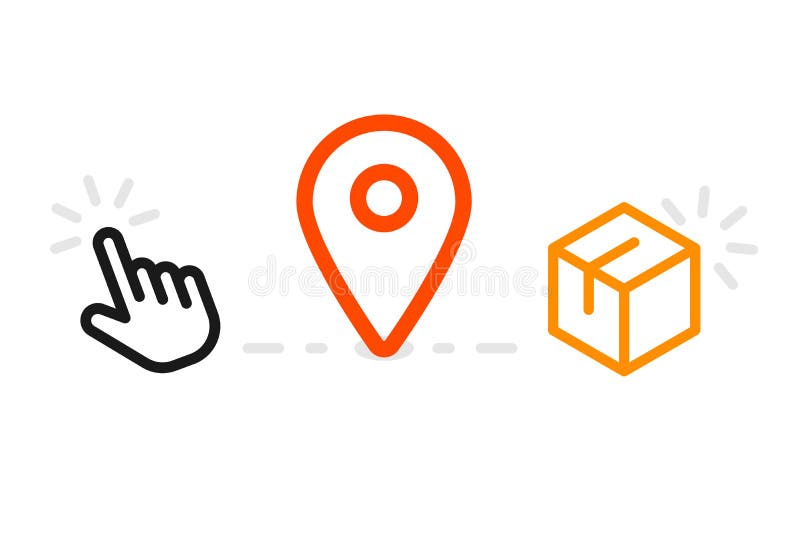 Click and Collect 3 Steps Design. Stock Vector - Illustration of three ...