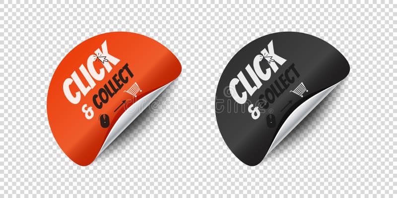 Click and Collect Sticker with Rounded Corner - Vector Illustrations ...