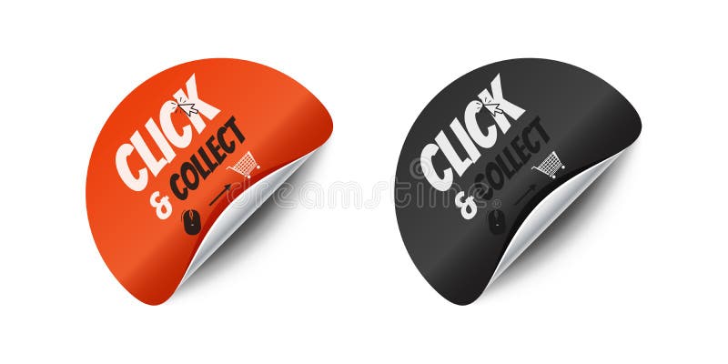 Click and Collect Sticker with Rounded Corner - Vector Illustrations ...