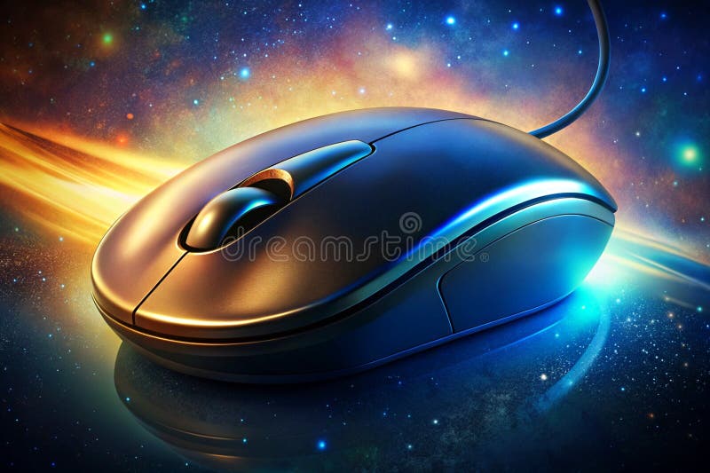 Click. Cool Lighting Shiny Mouse for Computer in Cosmos Stock ...