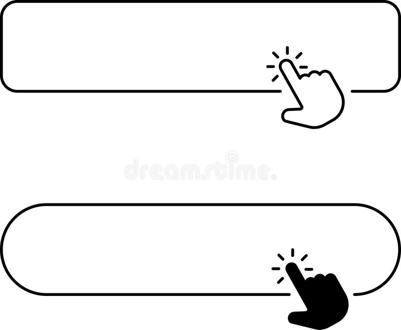 Click Cursor Button with Hand Pointer Clicking. Click Here Web Button Sign Stock Vector ...