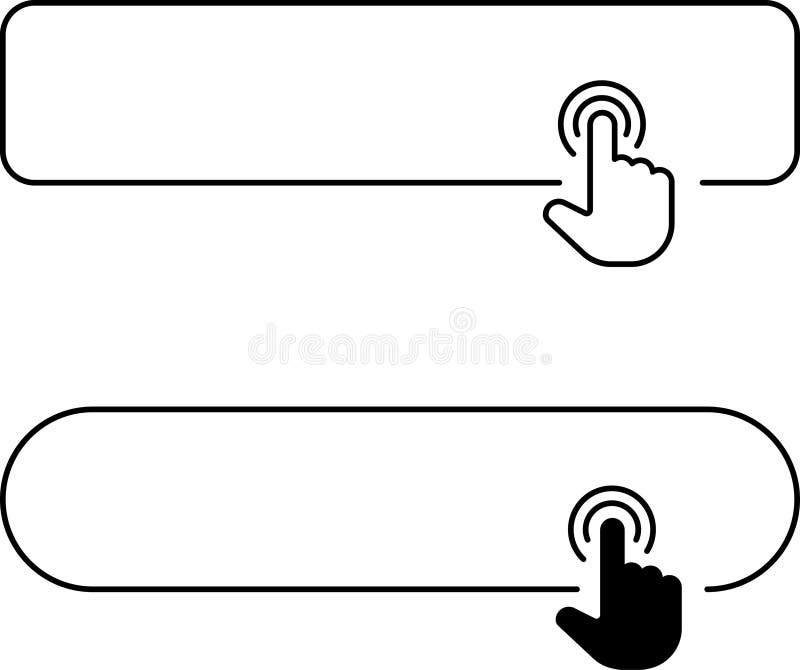 Click Cursor Button with Hand Pointer Clicking. Click Here Web Button Sign Stock Vector ...