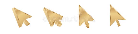 Click Cursor 3d Gold Icon. Computer Mouse Pointer Golden Arrow Stock ...