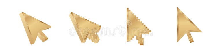 Click Cursor 3d Gold Icon. Computer Mouse Pointer Golden Arrow Stock ...