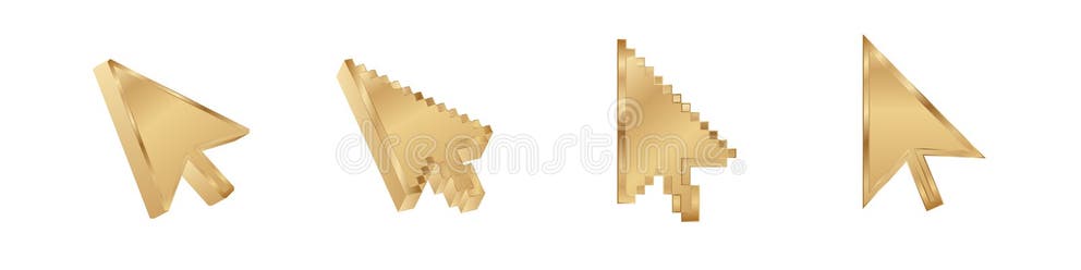 Click Cursor 3d Gold Icon. Computer Mouse Pointer Golden Arrow Stock ...