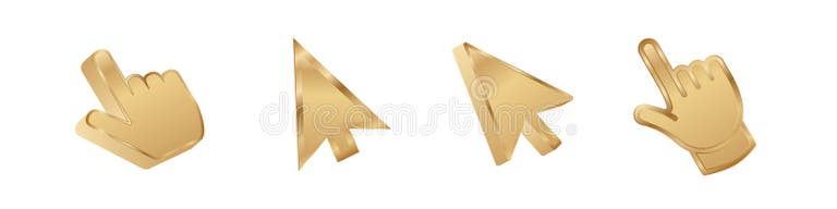 Click Cursor 3d Gold Icon. Computer Mouse Pointer Golden Arrow Stock ...