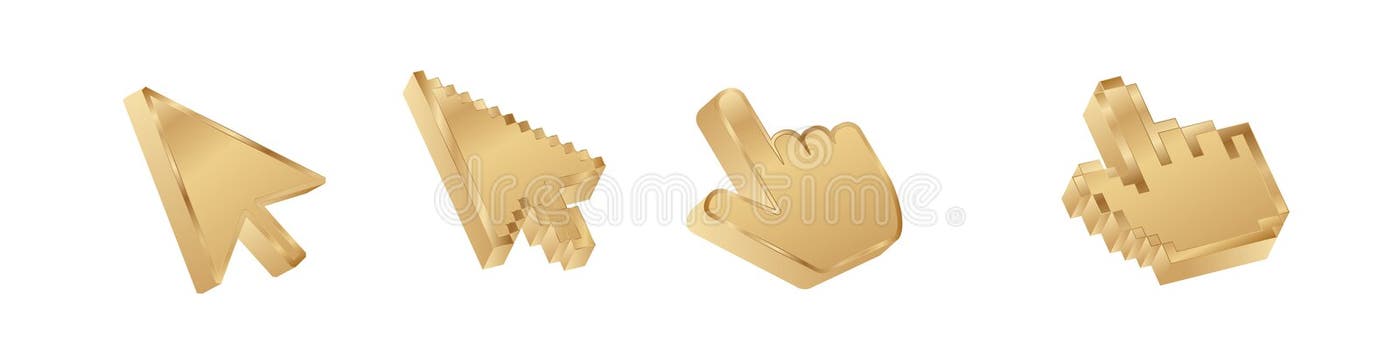 3d Golden Mouse Pointer Stock Illustrations – 50 3d Golden Mouse ...