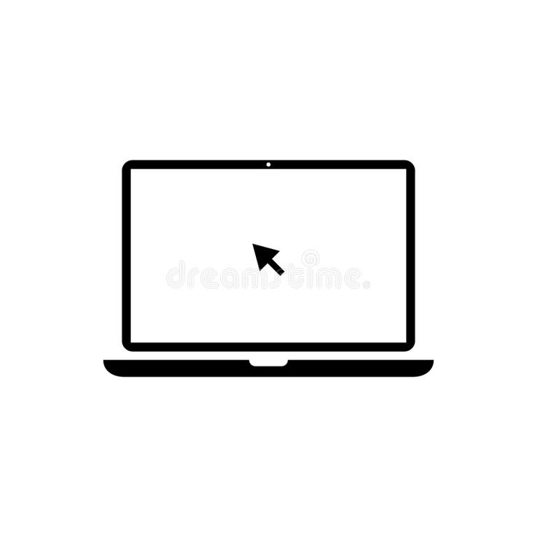 Click Cursor on Laptop Computer Screen Icon. Arrow Pointer on Notebook Display Concept Stock ...