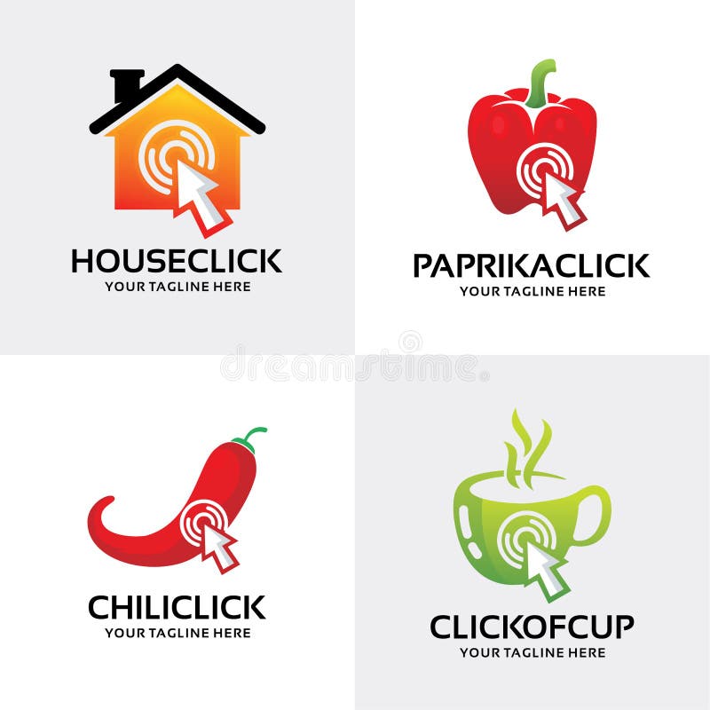 Click Cursor Logo Set Design Template Collection Stock Vector ...