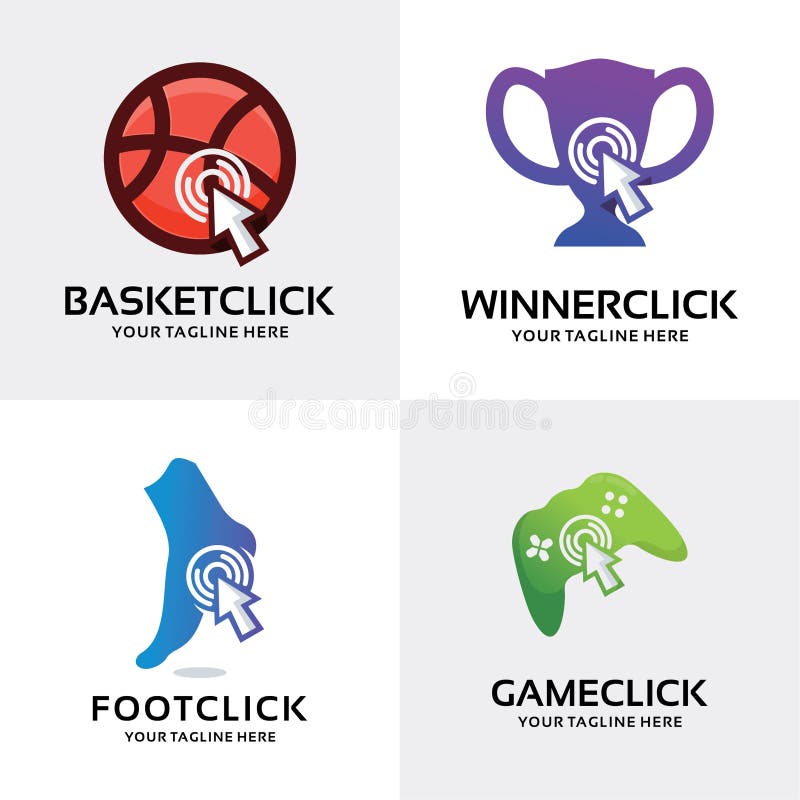 Click Cursor Logo Set Design Template Collection Stock Vector ...