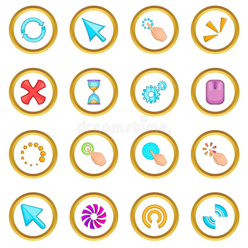 Cursors Icon Set, Color Outline Style Stock Vector - Illustration of ...