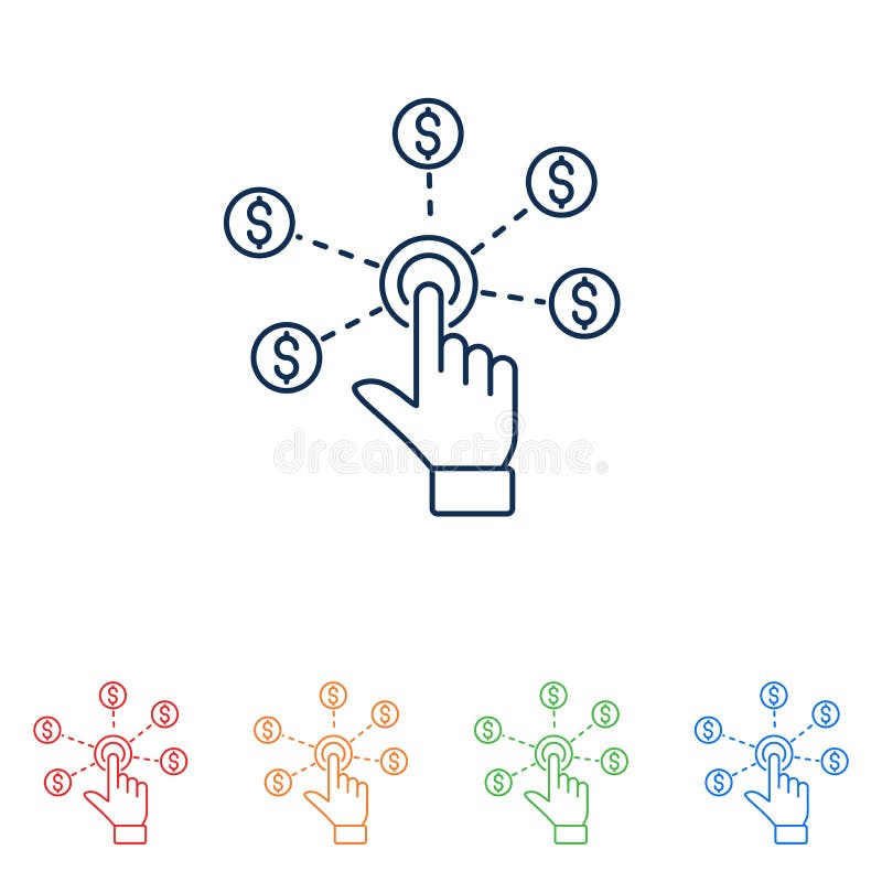 Click the Financial Network Icon Linear Concept. Vector Illustration ...