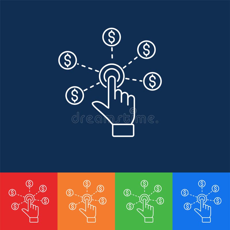 Click the Financial Network Icon Linear Concept. Vector Illustration ...