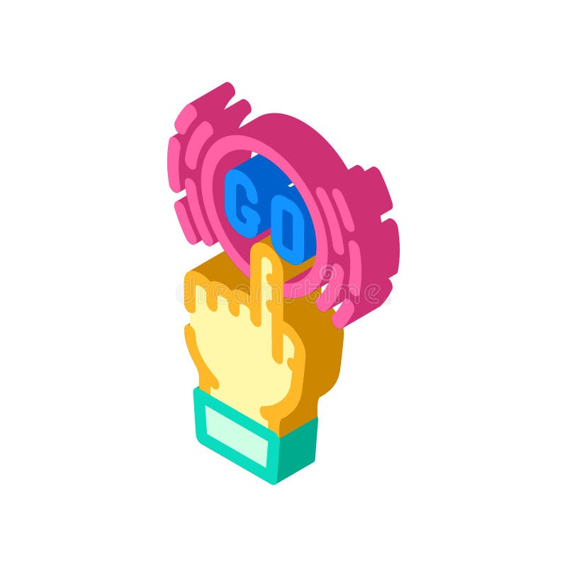 Click and Go App Label Product Caution Isometric Icon Vector ...