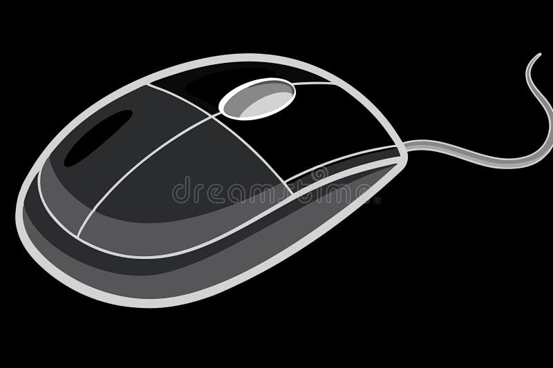 Click. Gray Mouse for Computer on Black Stock Illustration ...