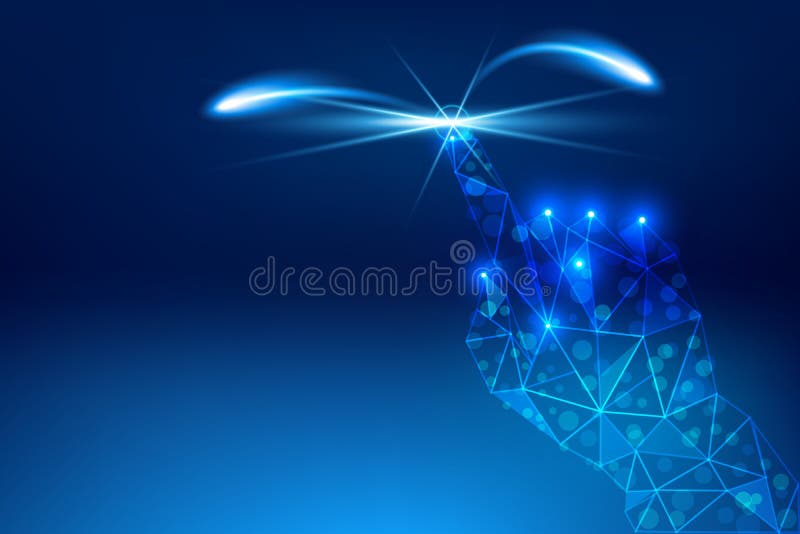 Click Hand Blue Background Abstract Technology Concept Stock Vector ...