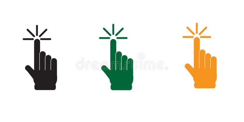 Click with Hand Cursor. Icon Sticker on White Background Stock Vector ...