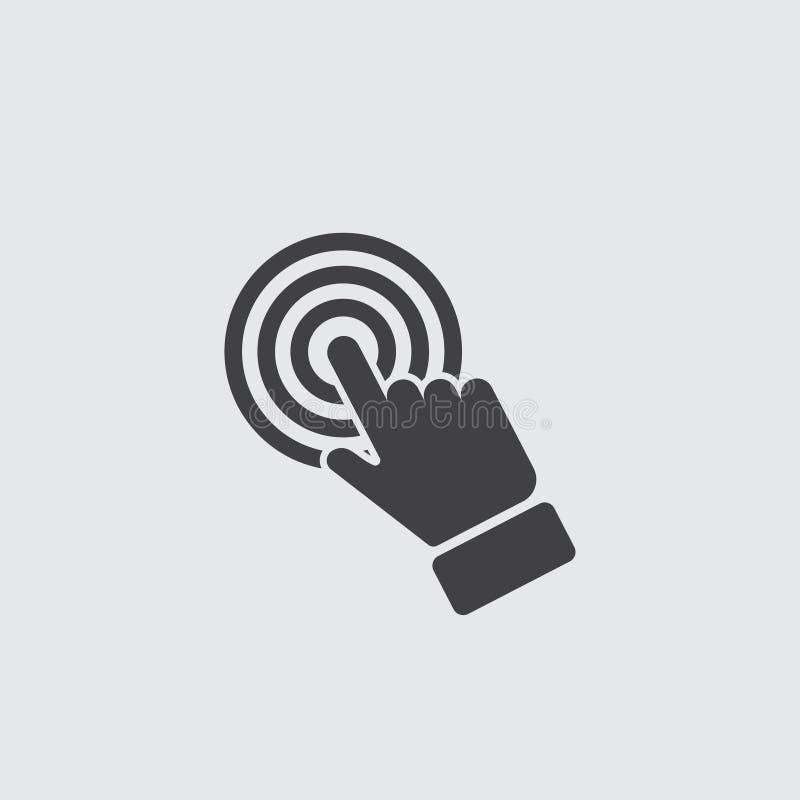 Click Hand Icon in a Flat Design in Black Color. Vector Illustration ...