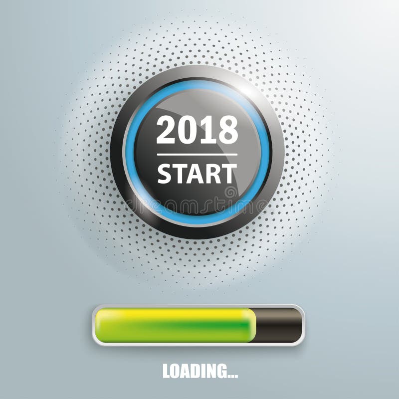 Click Hand Push Button 2018 Start Loading Stock Vector - Illustration ...