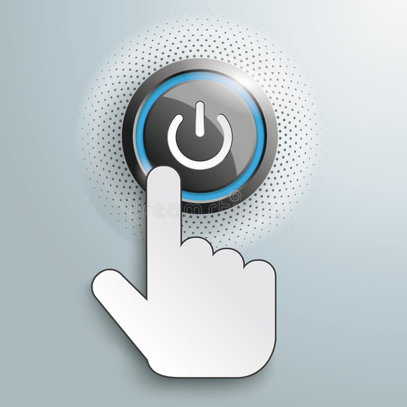 Click Hand Push Power Button Stock Vector - Illustration of power ...