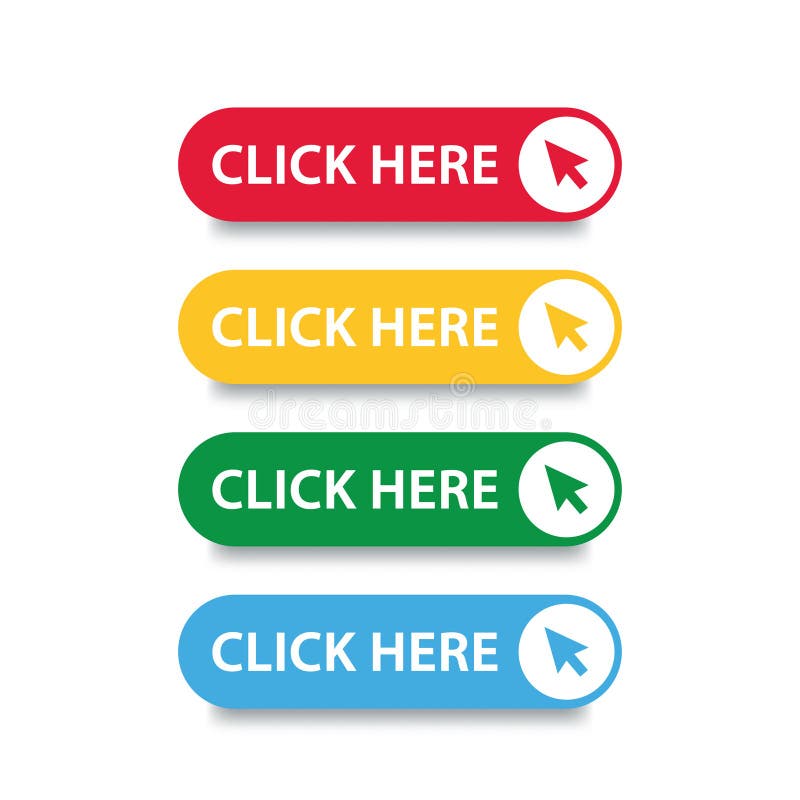 Click Here Button with Arrow Pointer Clicking Icon. Click Here Vector Web Button Stock Vector ...