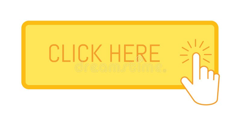 Click Here Button with Hand Cursor Pressing on White Stock Vector ...