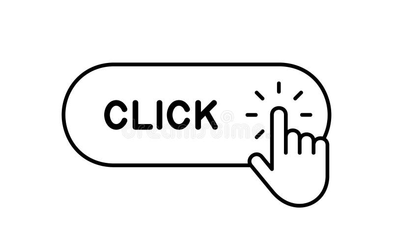 Click Here Button with Hand Icon Stock Vector - Illustration of hand ... Click Here Button with Hand Icon Stock Vector - Illustration of hand ...