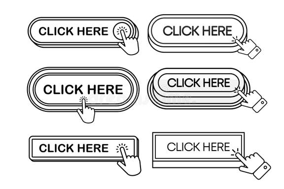 Click Here Button with Hand or Mouse Cursor. Click Buttons Collection ...