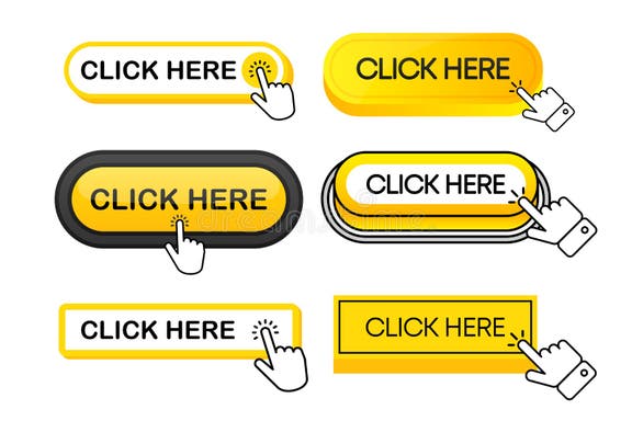 Click Here Button with Hand or Mouse Cursor. Click Buttons Collection ...