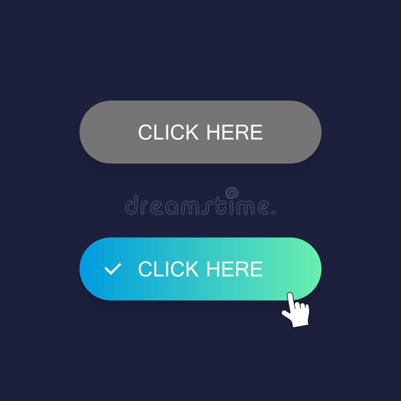 Click Here Button with Mouse Clicks on an Object. Modern Vector ...