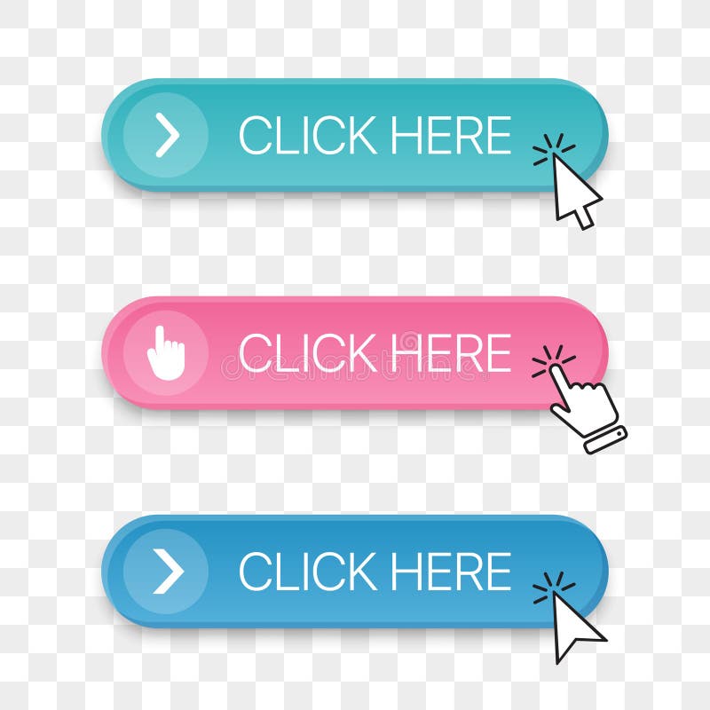 Click Here Button Icon Collection with Different Clicking Hand Cursor ...