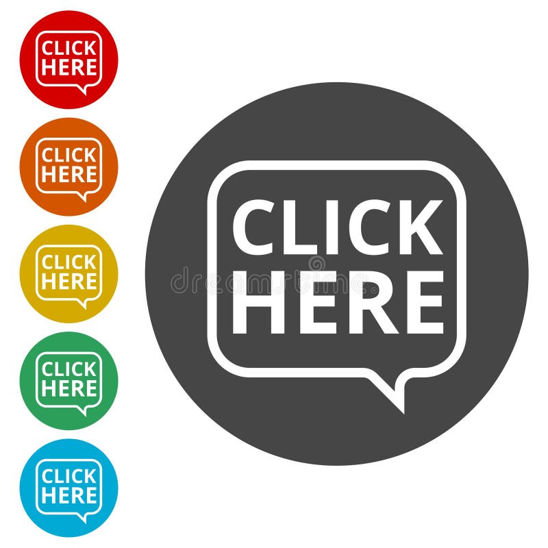 `Click Here` Button, Click Here Icon, Click Here Sign Stock Vector ...
