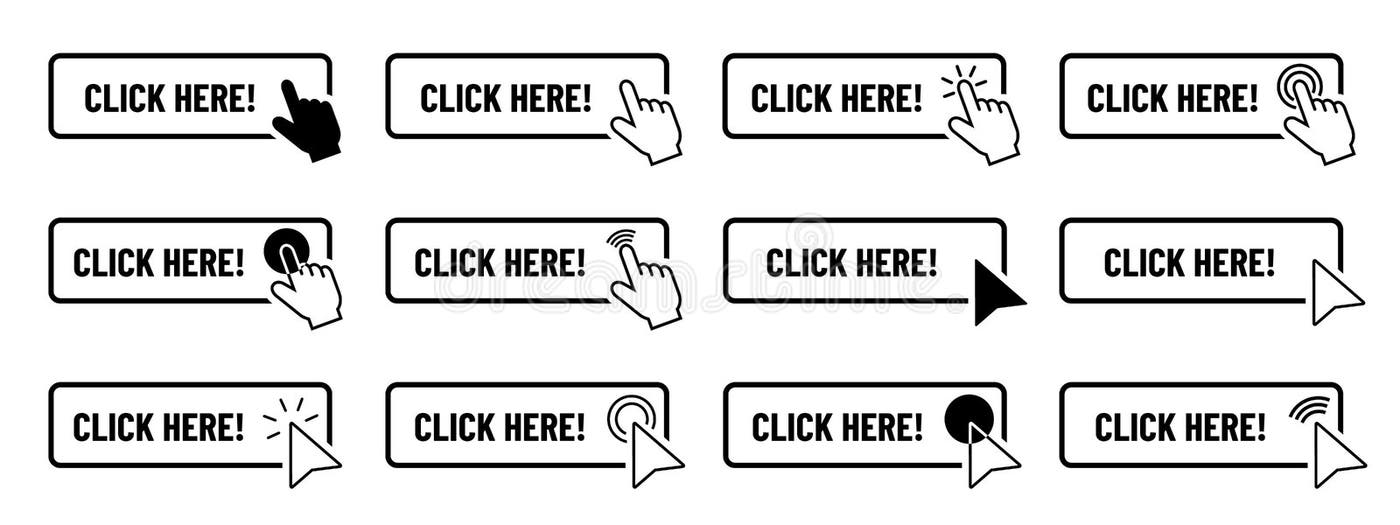 Click Here Mouse Cursors Set Stock Illustrations – 84 Click Here Mouse ...