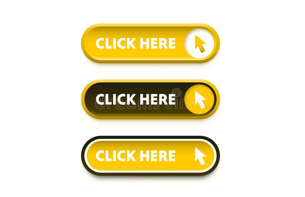 Click Here Button Set, Link Mouse Click. Vector Illustration Stock ...
