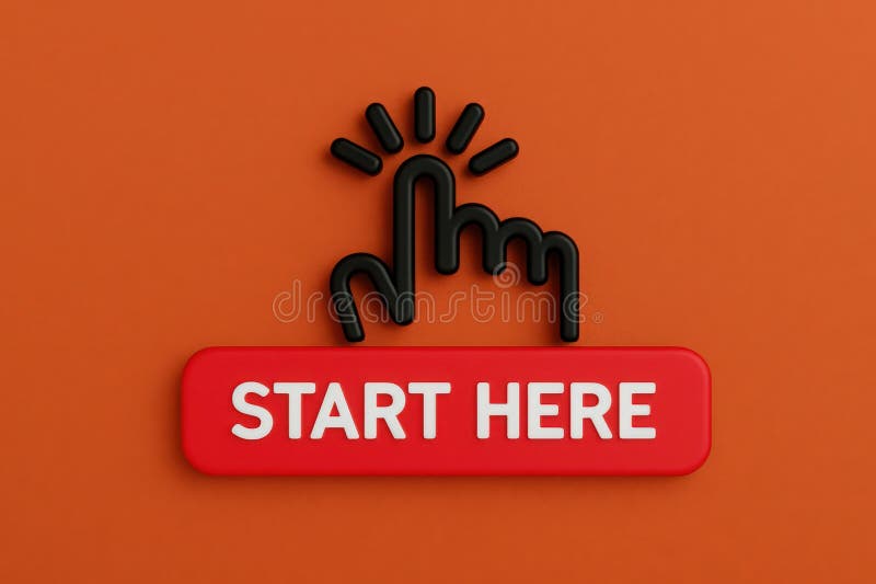 Click Here Button To Begin Guidance with a Hand Cursor Pointing on a ...