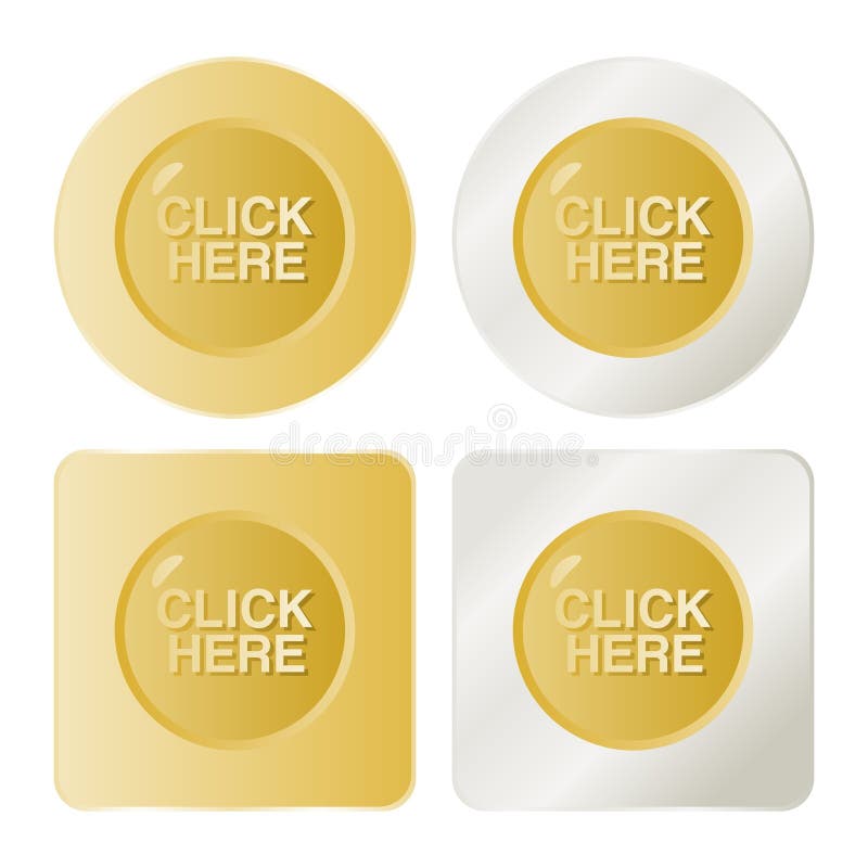 Click Here Button on White Background Stock Illustration - Illustration ...