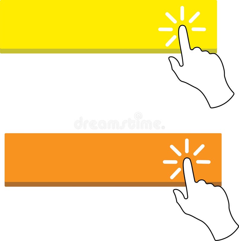 Click Here Buttons Templates Set with Hand Pointer Stock Vector ...