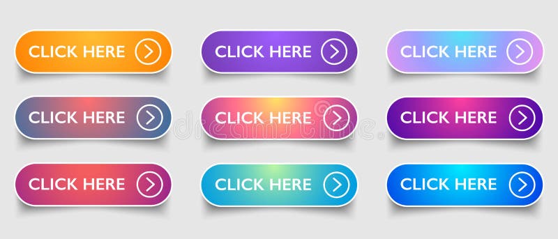 Click Here Colourful 3d Button Set. Vector Design Stock Vector ...