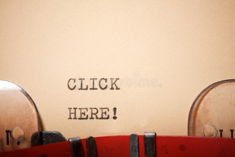Click Here Exclamation Text Stock Image - Image of marketing, page ...