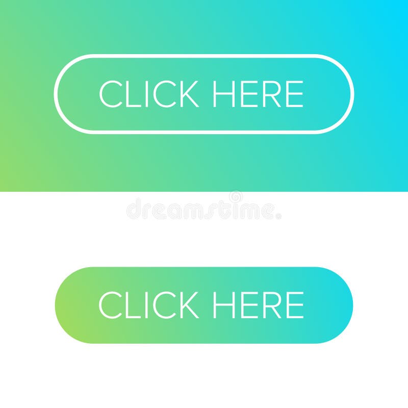 Click Here flat button set stock vector. Illustration of applications ...