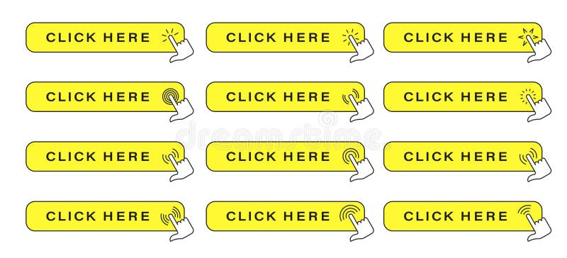 Click here hand set 15 stock vector. Illustration of pictogram - 185286808