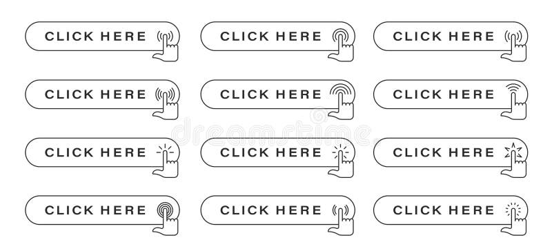 Click here hand set 6 stock vector. Illustration of click - 185286841
