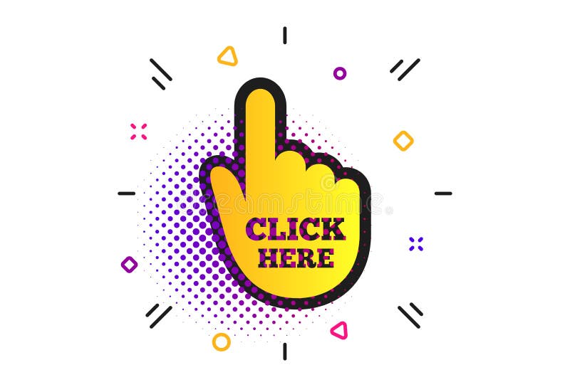 Click Here Hand Sign Icon. Press Button. Vector Stock Vector ...