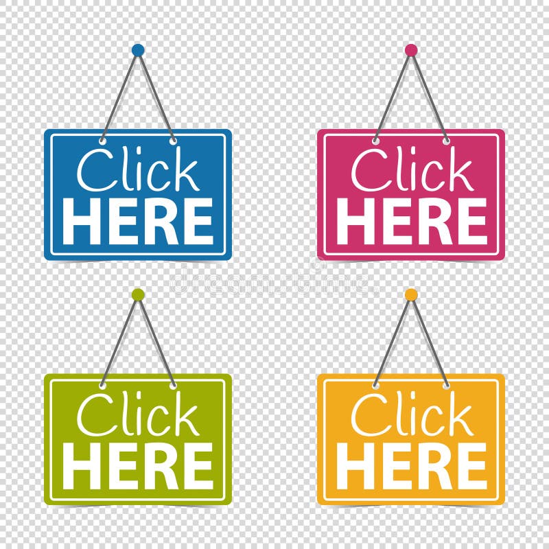 Click Here Button - Colorful Vector Illustration with Mouse Arrow ...