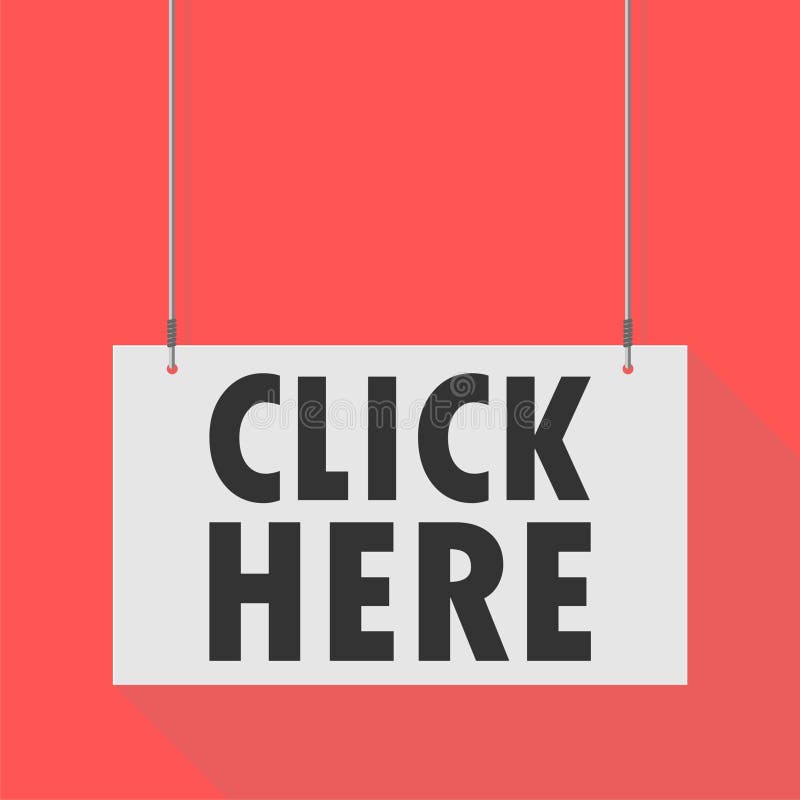 Click here Hanging Sign stock vector. Illustration of bubble - 97374635