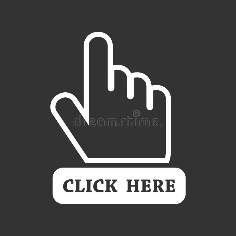Click Here Icon. Hand Cursor Signs Stock Vector - Illustration of flat ...